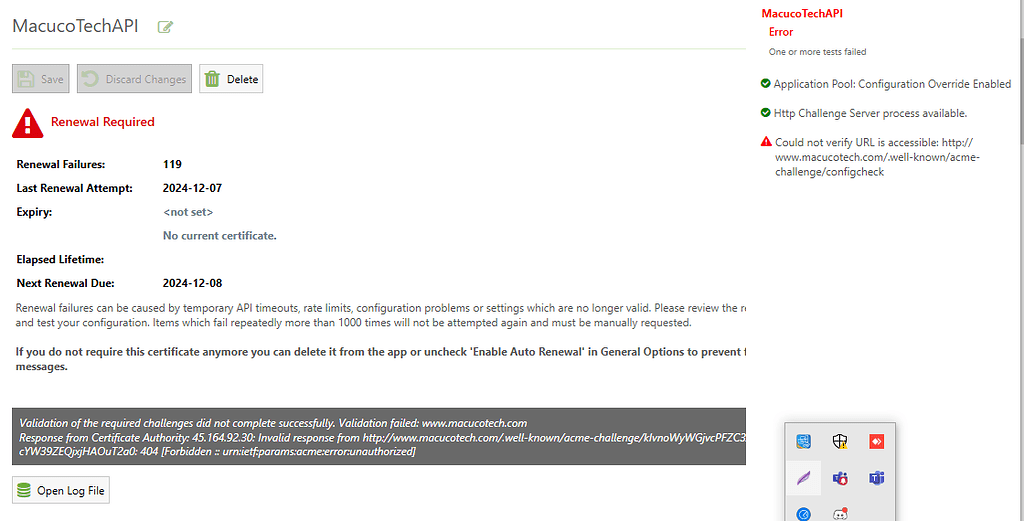 The certificate order failed - Certify The Web - Support Community