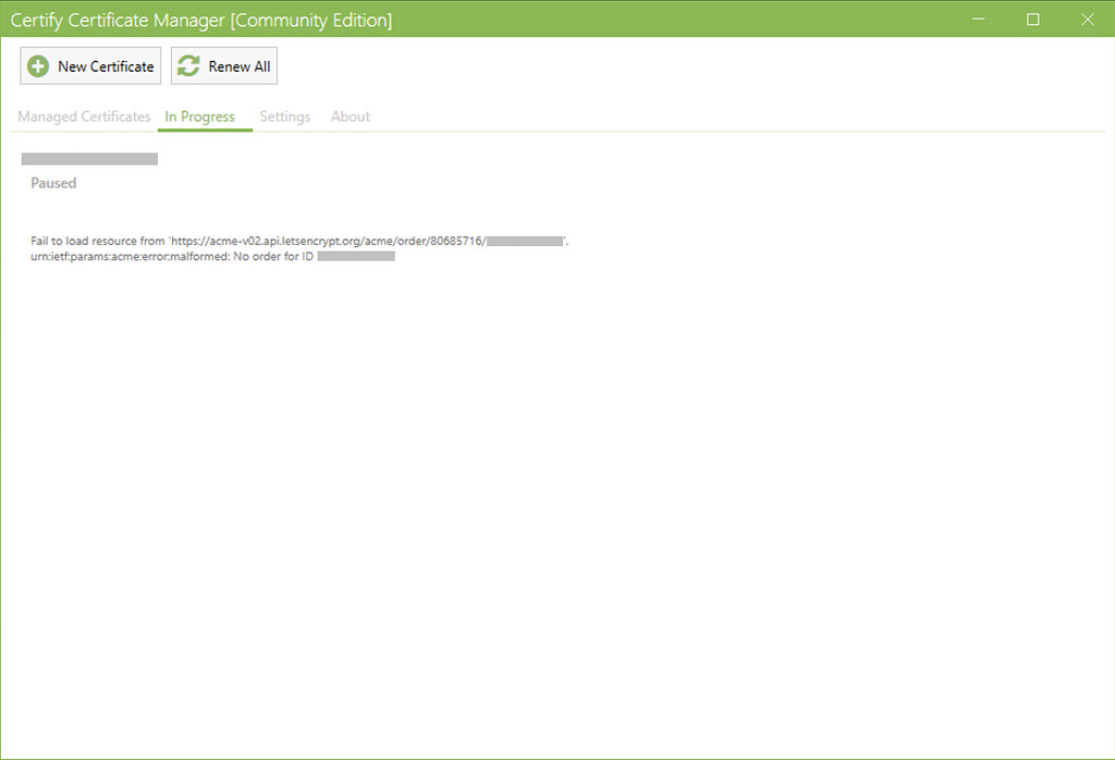 Renewal Failure - No order for ID XXX - Question - Certify The Web - Support Community